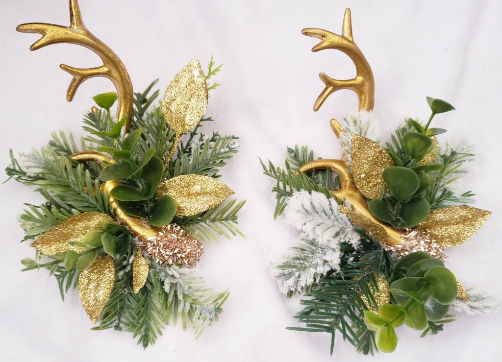 Handcrafted Pair of Winter Golden Antler Fascinator – Aunt Gladys' Attic