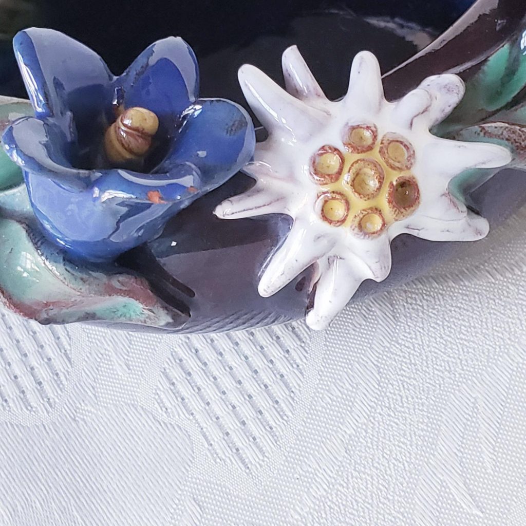 Vintage Liezen Austria Glazed TerraCotta Art Pottery Edelweiss Flower ...